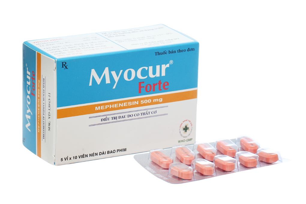 Myocur Forte 500mg hỗ trợ trị các co thắt cơ gây đau (5 vỉ x 10 viên ...