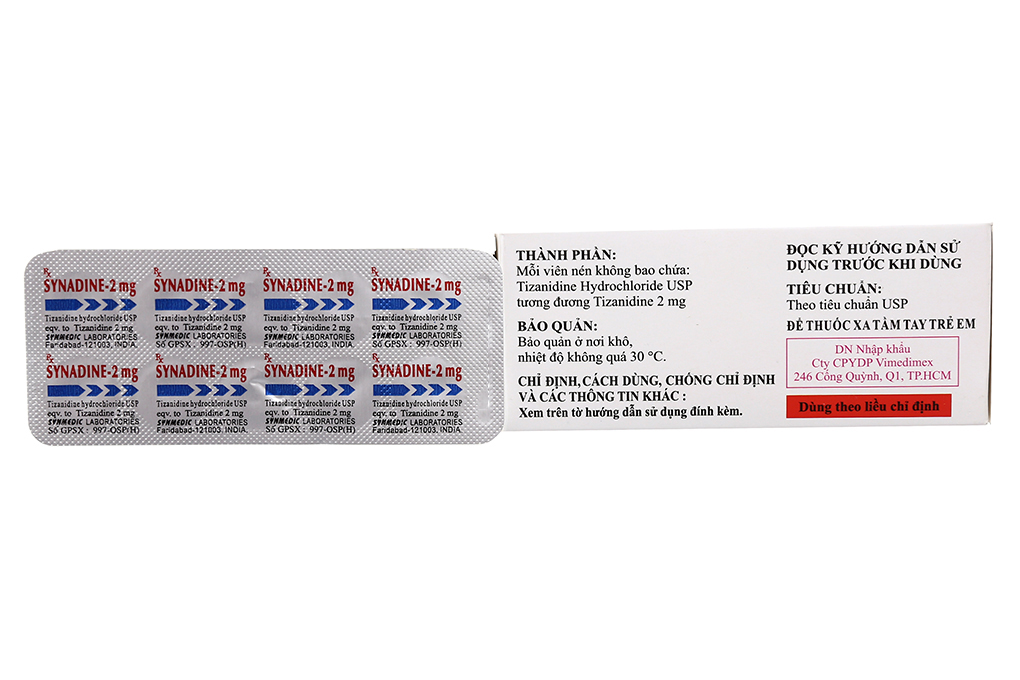 Synadine-2mg giãn cơ, trị đau do co cứng cơ (10 vỉ x 10 viên) - 09/2025 ...
