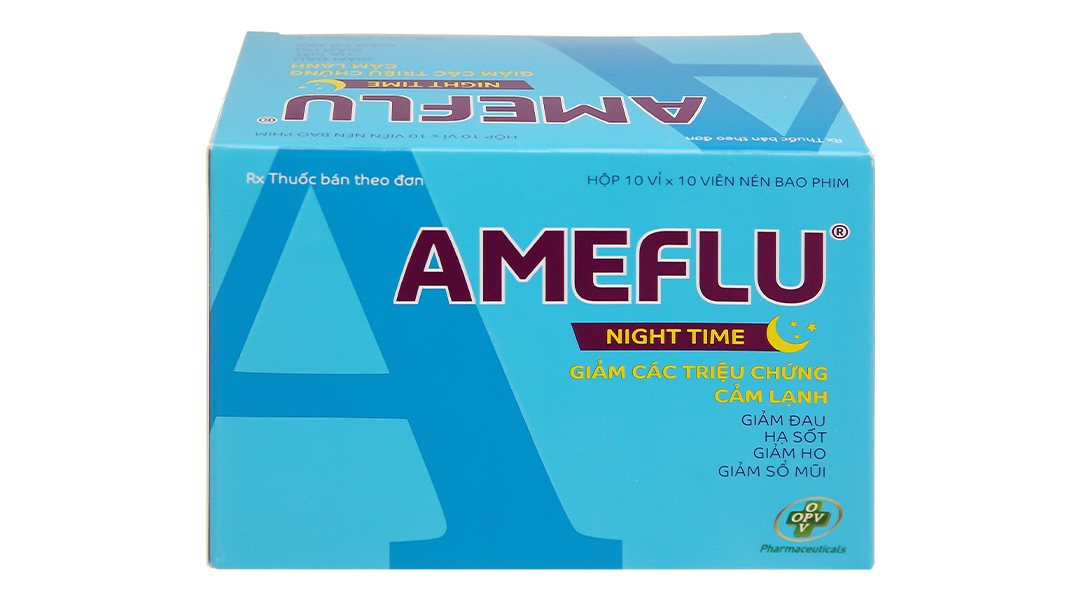 Ameflu Night Time giảm các triệu chứng cảm cúm, cảm lạnh (10 vỉ x 10 ...