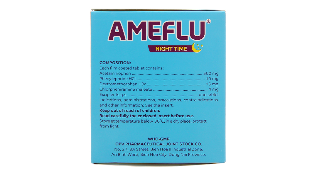 Ameflu Night Time giảm các triệu chứng cảm cúm, cảm lạnh (10 vỉ x 10 ...