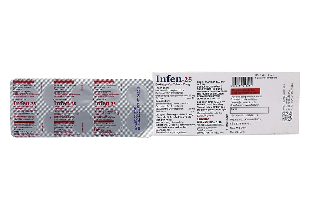 Infen-25 trị cơn đau nhẹ đến trung bình (1 vỉ x 10 viên) - 08/2025 ...