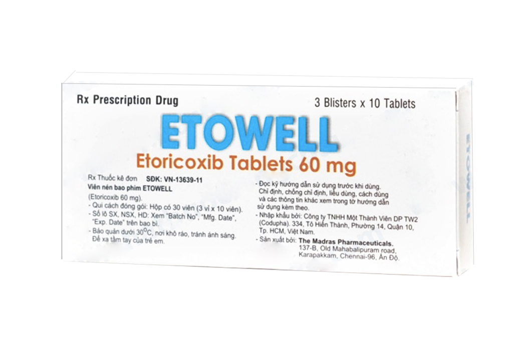 Etowell 60mg giảm đau, kháng viêm xương khớp (3 vỉ x 10 viên) - 12/2025 ...