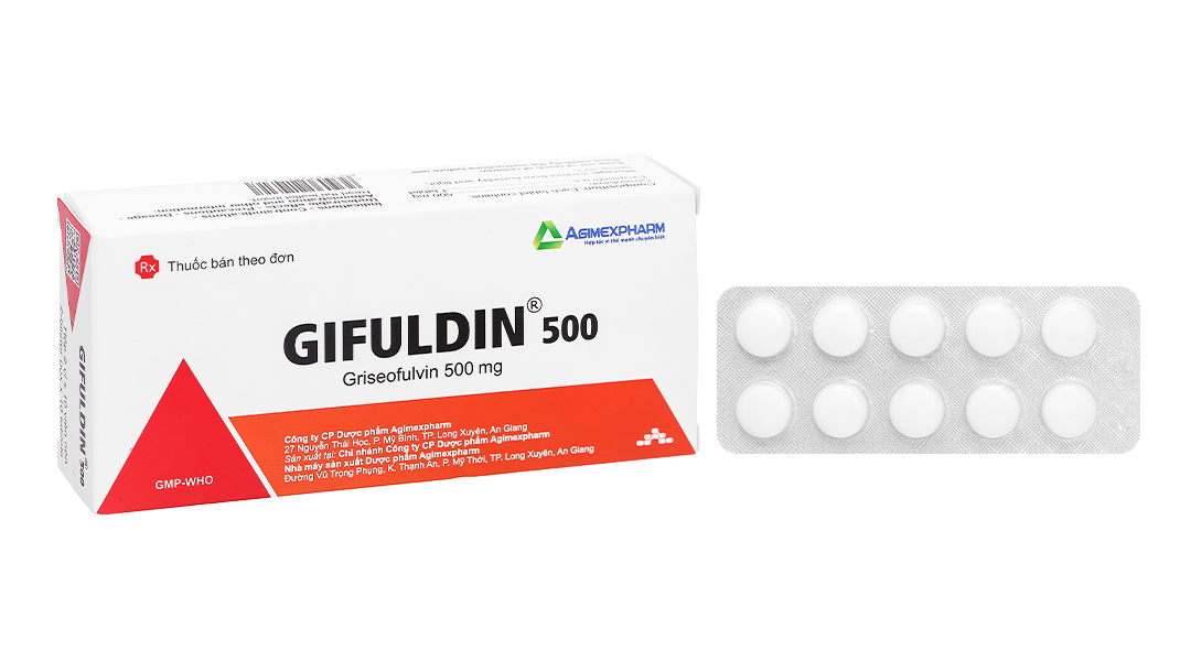 Gifuldin 500mg điều trị nấm ngoài da, tóc và móng (2 vỉ x 10 viên) - 08 ...