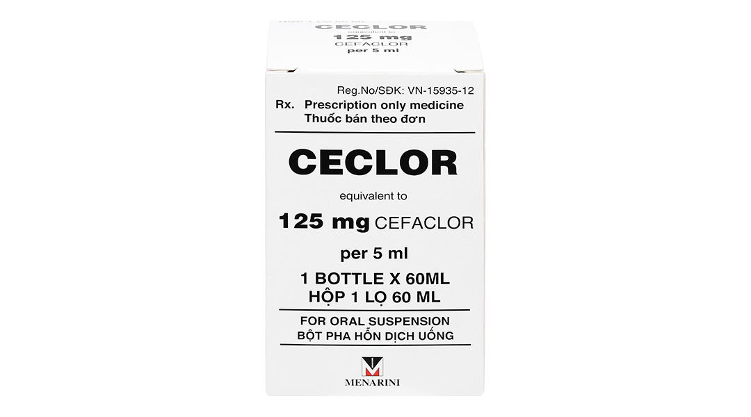Cốm pha hỗn dịch uống Ceclor Menarini 125mg/5ml trị nhiễm khuẩn lọ 60ml ...