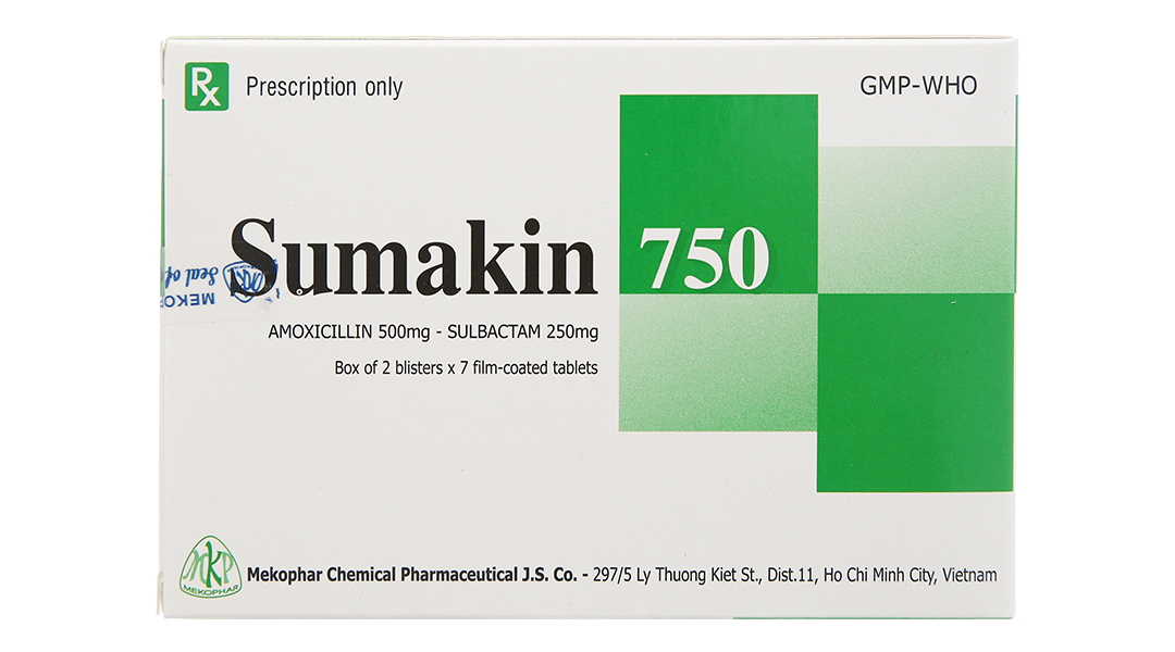 Sumakin 750 trị nhiễm khuẩn do vi khuẩn nhạy cảm (2 vỉ x 7 viên) - 12/ ...