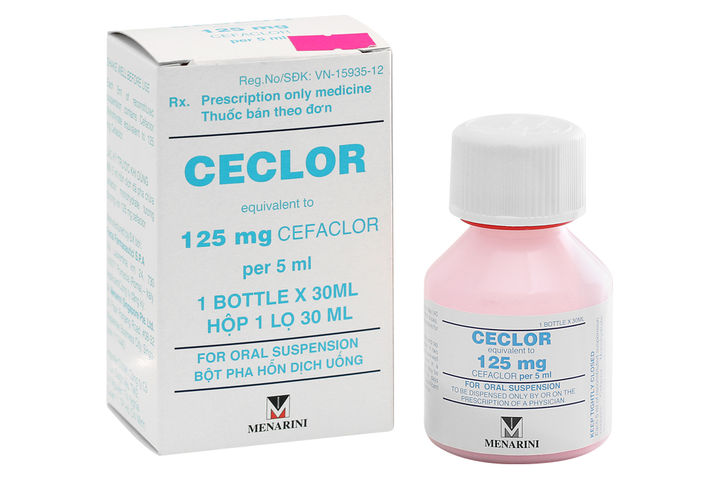 Cốm pha hỗn dịch uống Ceclor Menarini 125mg/5ml trị nhiễm khuẩn lọ 30ml ...