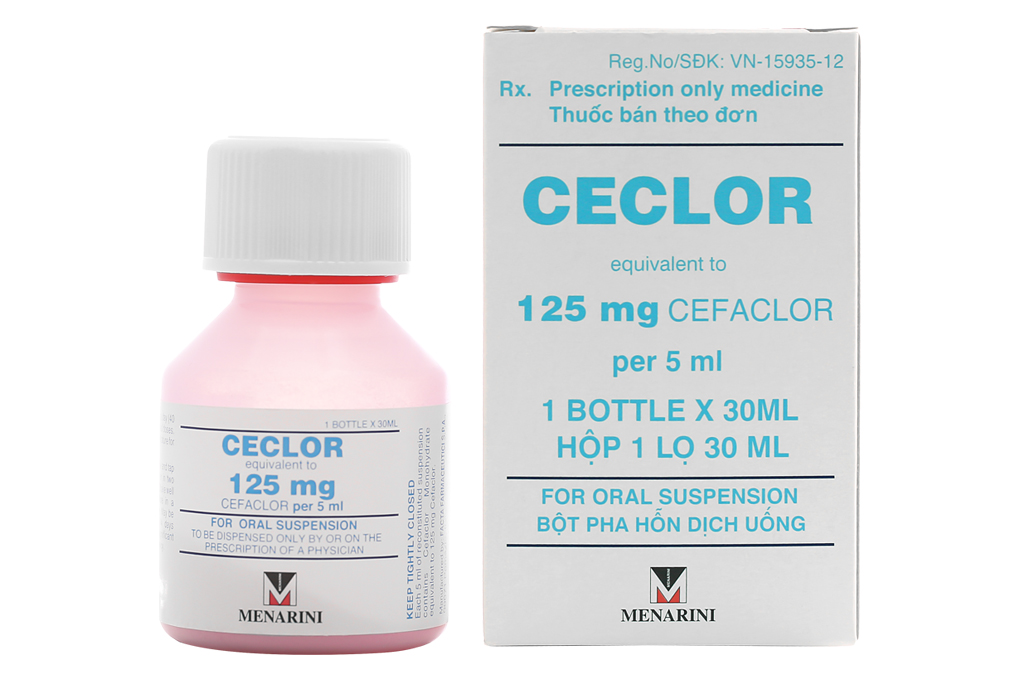 Cốm pha hỗn dịch uống Ceclor Menarini 125mg/5ml trị nhiễm khuẩn lọ 30ml ...