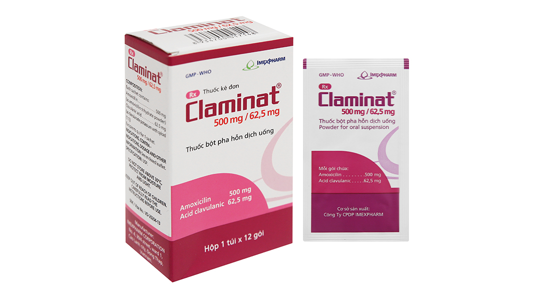 Thuốc Claminat 500mg/62.5mg điều trị nhiễm khuẩn (12 gói) - 10/2025 ...