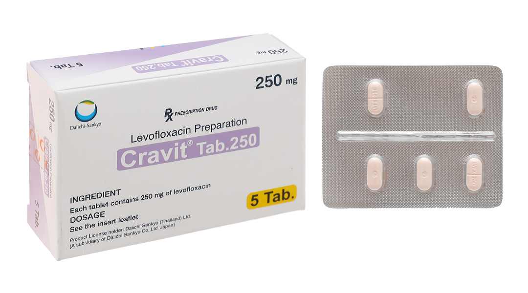 Cravit Tab 250 trị nhiễm khuẩn (1 vỉ x 5 viên) - 10/2025 ...