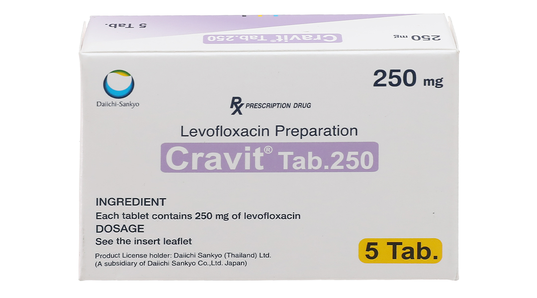 Cravit Tab 250 trị nhiễm khuẩn (1 vỉ x 5 viên) - 10/2025 ...
