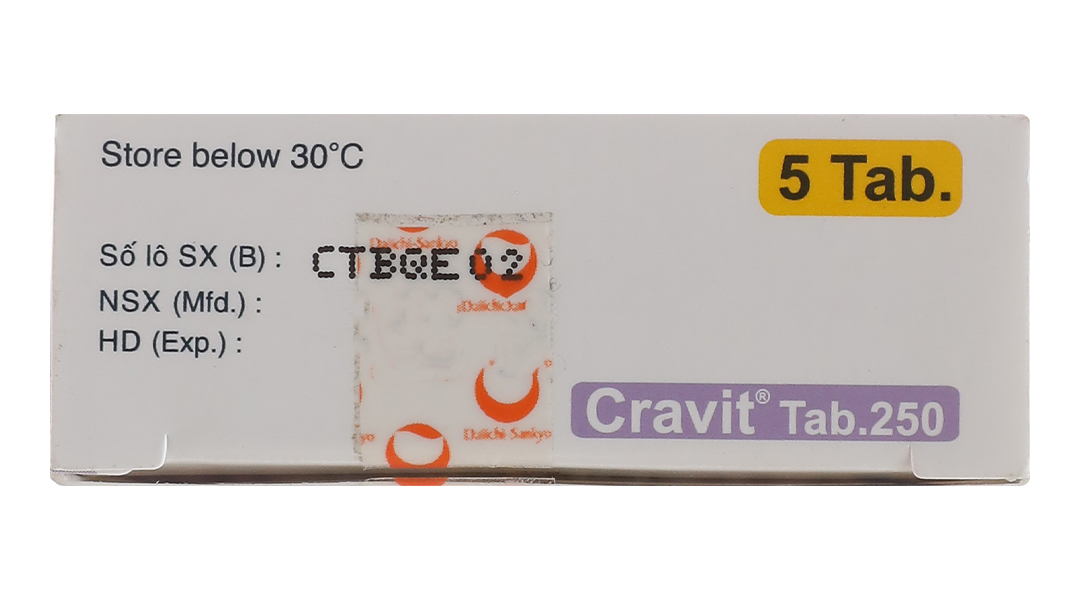 Cravit Tab 250 trị nhiễm khuẩn (1 vỉ x 5 viên) - 10/2025 ...