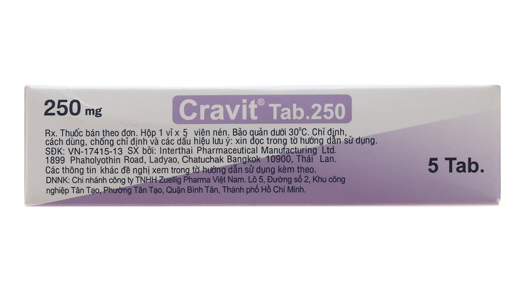Cravit Tab 250 trị nhiễm khuẩn (1 vỉ x 5 viên) - 10/2025 ...