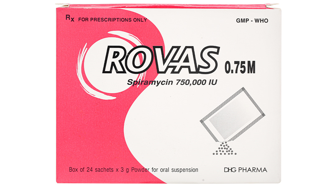 Bột pha hỗn dịch uống Rovas 0.75M trị nhiễm khuẩn (24 gói x 3g) - 11/ ...