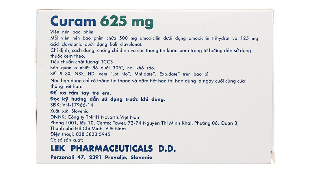 Curam 625mg trị nhiễm khuẩn (10 vỉ x 8 viên) - 09/2025 ...