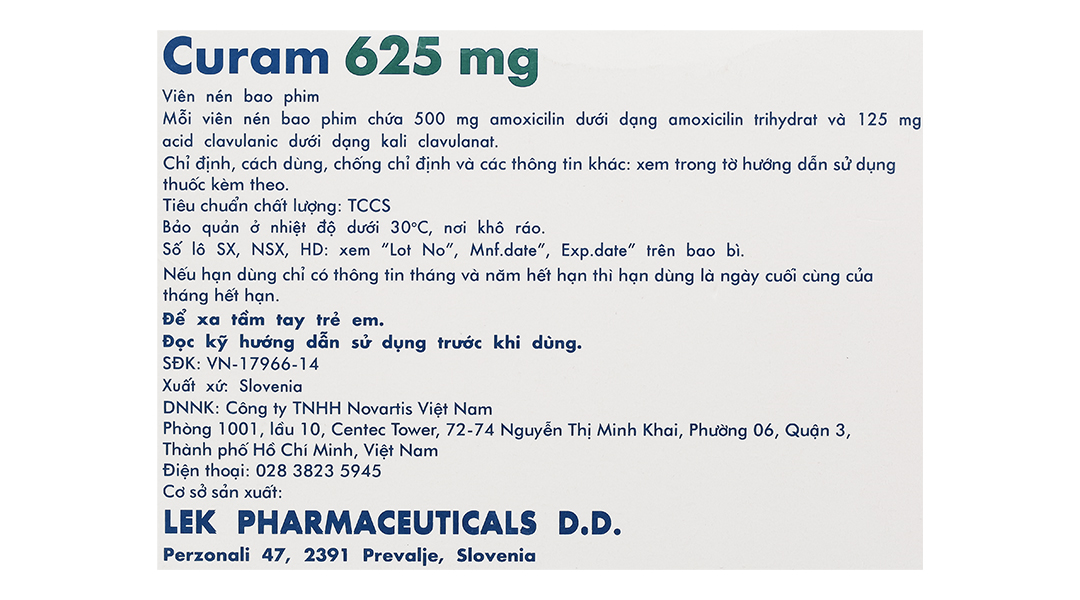 Curam 625mg trị nhiễm khuẩn (10 vỉ x 8 viên) - 09/2025 ...