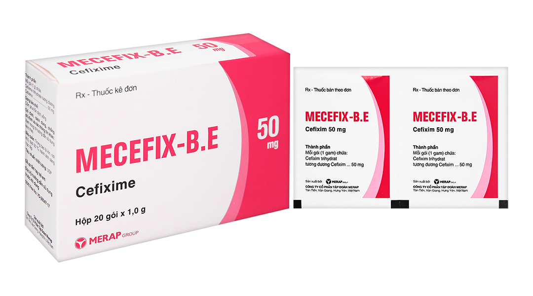 Cốm pha hỗn dịch uống Mecefix - B.E 50mg trị nhiễm khuẩn (20 gói x 1g ...