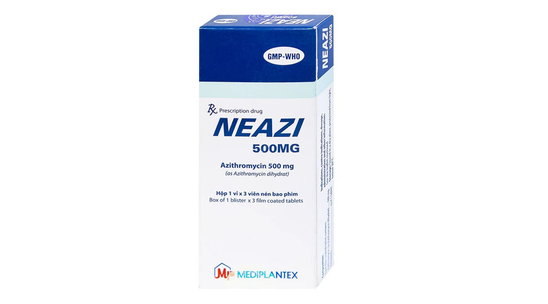 Neazi 500mg trị nhiễm khuẩn đường hô hấp (1 vỉ x 3 viên) - 12/2024 ...