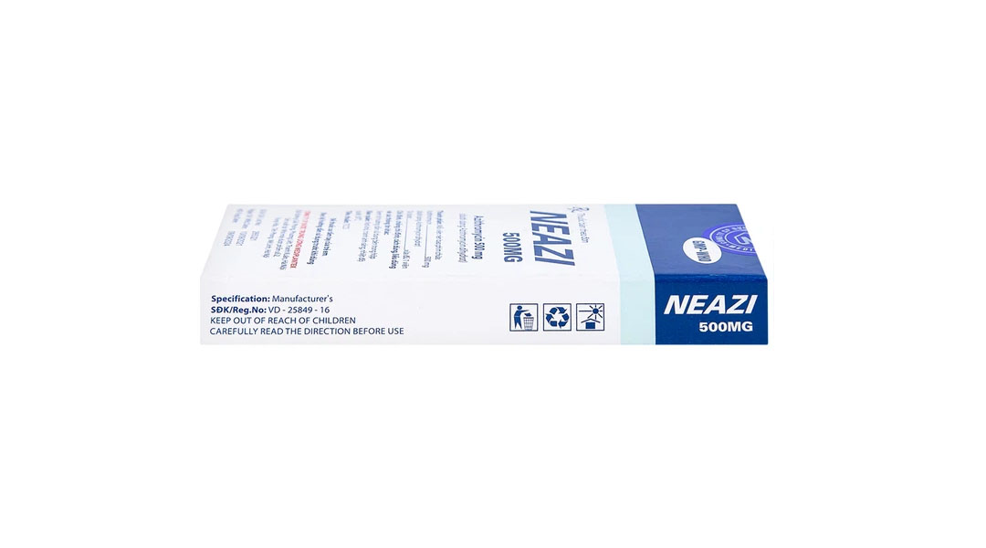 Neazi 500mg trị nhiễm khuẩn đường hô hấp (1 vỉ x 3 viên) - 09/2024 ...