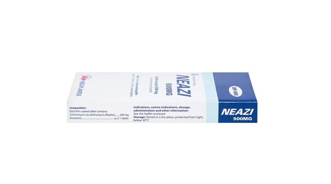 Neazi 500mg trị nhiễm khuẩn đường hô hấp (1 vỉ x 3 viên) - 12/2024 ...