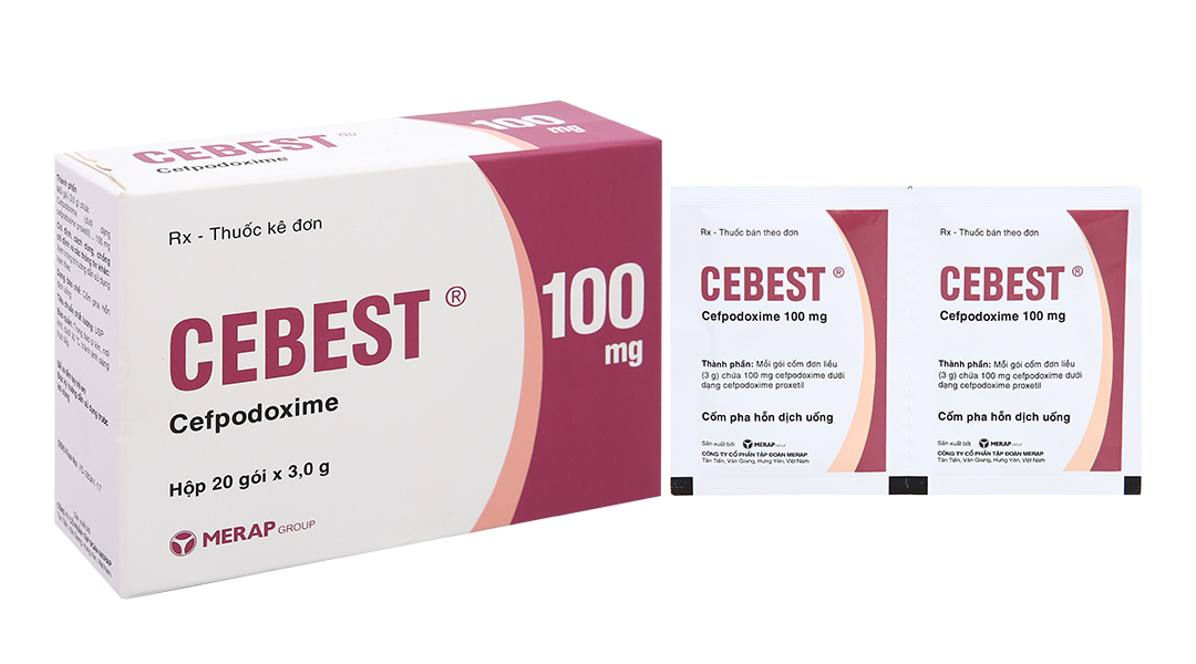 Cốm pha hỗn dịch uống Cebest 100mg trị nhiễm khuẩn (20 gói x 3g) - 08/ ...