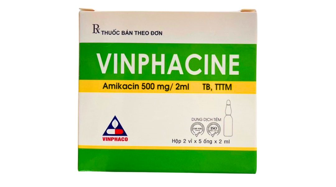 Dung dịch tiêm Vinphacine 500mg trị nhiễm khuẩn nhạy cảm với amikacin ...