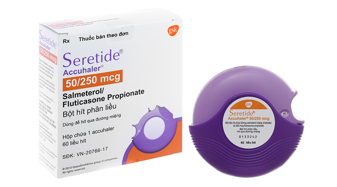 Bột hít phân liều Seretide Accuhaler 50/250mcg trị hen suyễn bình 60 ...