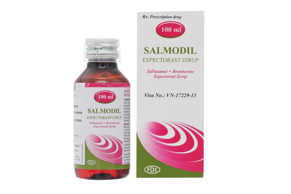 Siro Salmodil Expectorant 40/80mg trị ho đàm, viêm phế quản chai 100ml ...
