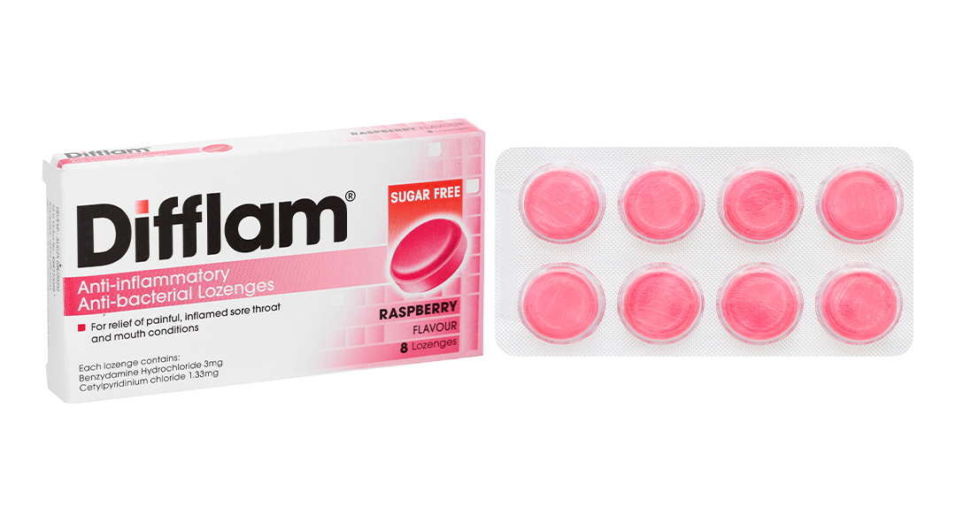 Viên ngậm kháng viêm Difflam vị quả mâm xôi giảm đau họng (1 vỉ x 8 viên) - 01/2026 ...