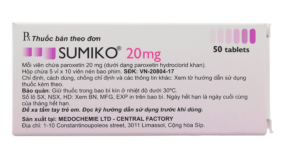 Thuốc Sumiko 20mg trị trầm cảm nặng, rối loạn lo âu (5 vỉ x 10 viên ...