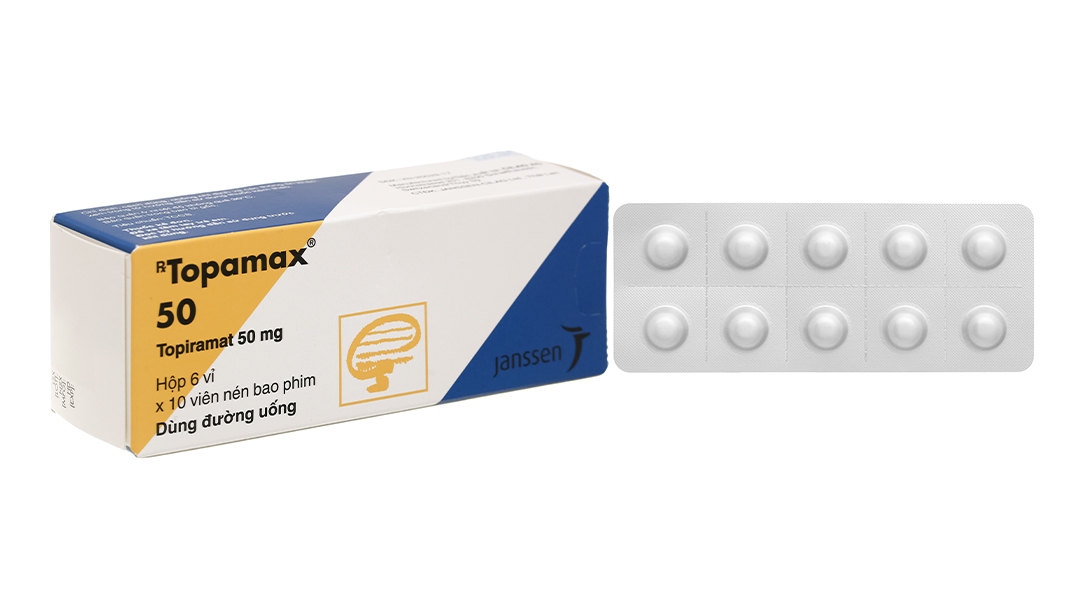 Thuốc Topamax 50 trị động kinh, dự phòng đau nửa đầu (6 vỉ x 10 viên ...