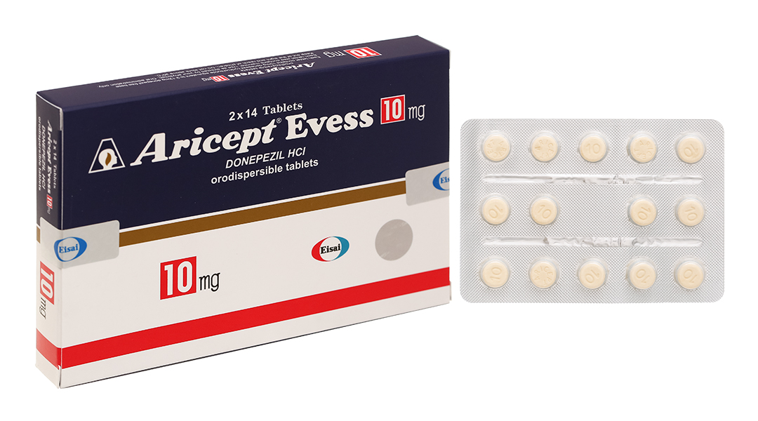 Thuốc Aricept Evess 10mg trị Alzheimer, sa sút trí tuệ (2 vỉ x 14 viên ...