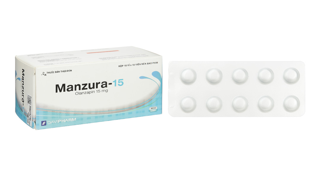 Manzura-15 trị tâm thần phân liệt, rối loạn lưỡng cực (10 vỉ x 10 viên ...