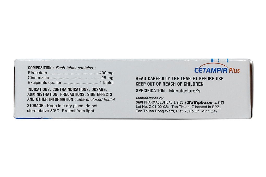 Cetampir Plus trị rối loạn thiểu năng vỏ não (3 vỉ x 10 viên) - 01/2026 ...