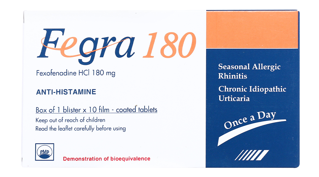 Thuốc Fegra 180 trị viêm mũi dị ứng, mề đay (1 vỉ x 10 viên) - 10/2025 ...