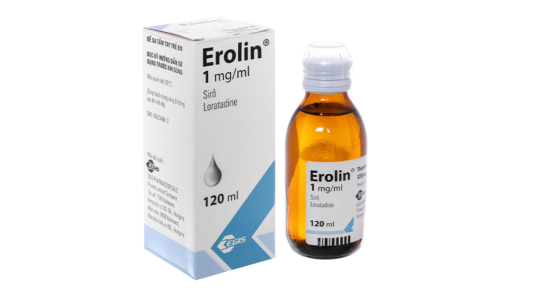 Siro Erolin 1mg/ml trị viêm mũi dị ứng, mày đay chai 120ml - 01/2026 ...
