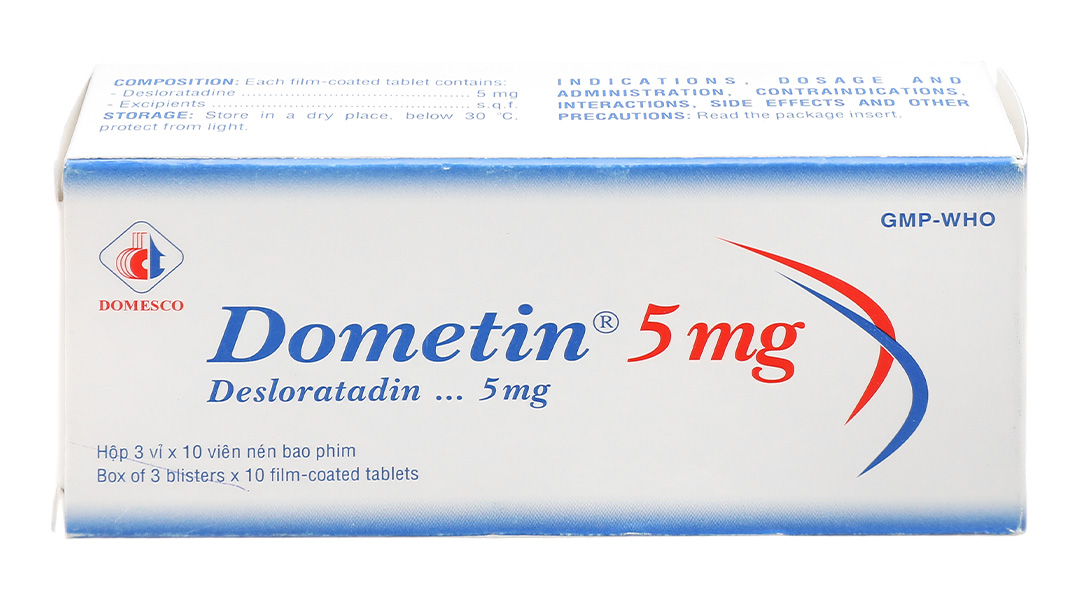 Dometin 5mg trị viêm mũi dị ứng, mày đay (3 vỉ x 10 viên) - 05/2026 ...