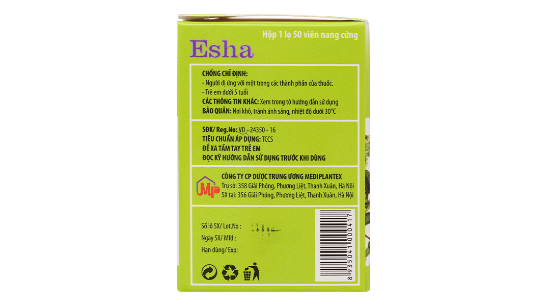 Thuốc Esha trị viêm xoang, viêm mũi dị ứng lọ 50 viên - 05/2026 ...