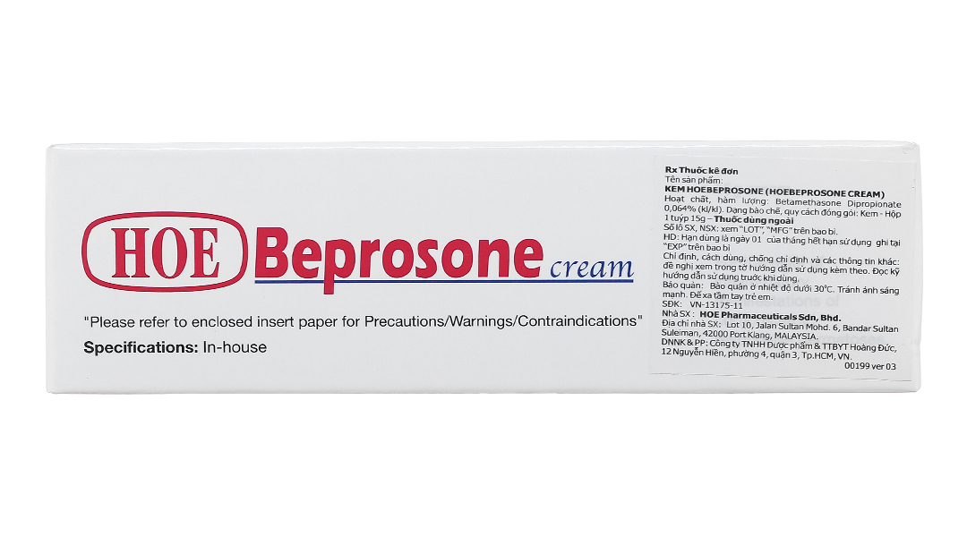 HOEBeprosone Cream trị viêm da tuýp 15g - 03/2026 | nhathuocankhang.com