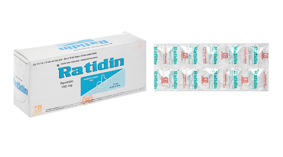 Thuốc Ratidin 150mg trị viêm loét, trào ngược dạ dày, tá tràng (10 vỉ x ...