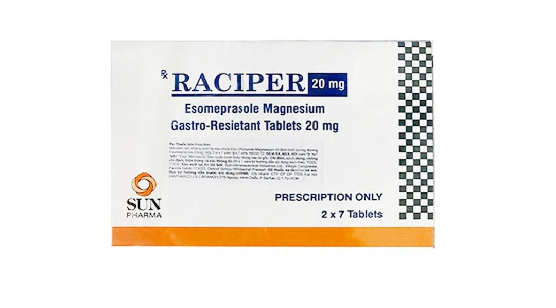 Raciper 20mg Sun Pharma trị chứng trào ngược dạ dày (4 vỉ x 7 viên ...