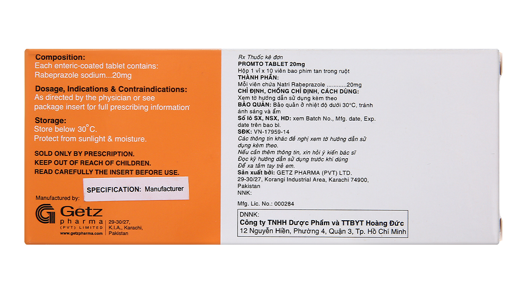 Promto 20mg trị loét dạ dày - tá tràng tiến triển (1 vỉ x 10 viên) - 10 ...
