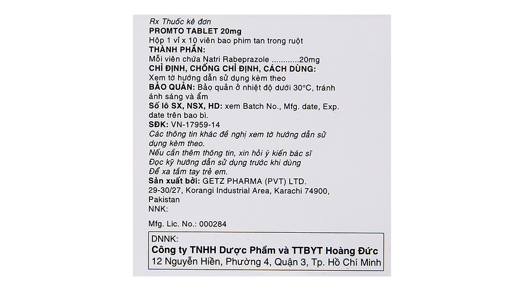 Promto 20mg trị loét dạ dày - tá tràng tiến triển (1 vỉ x 10 viên) - 10 ...