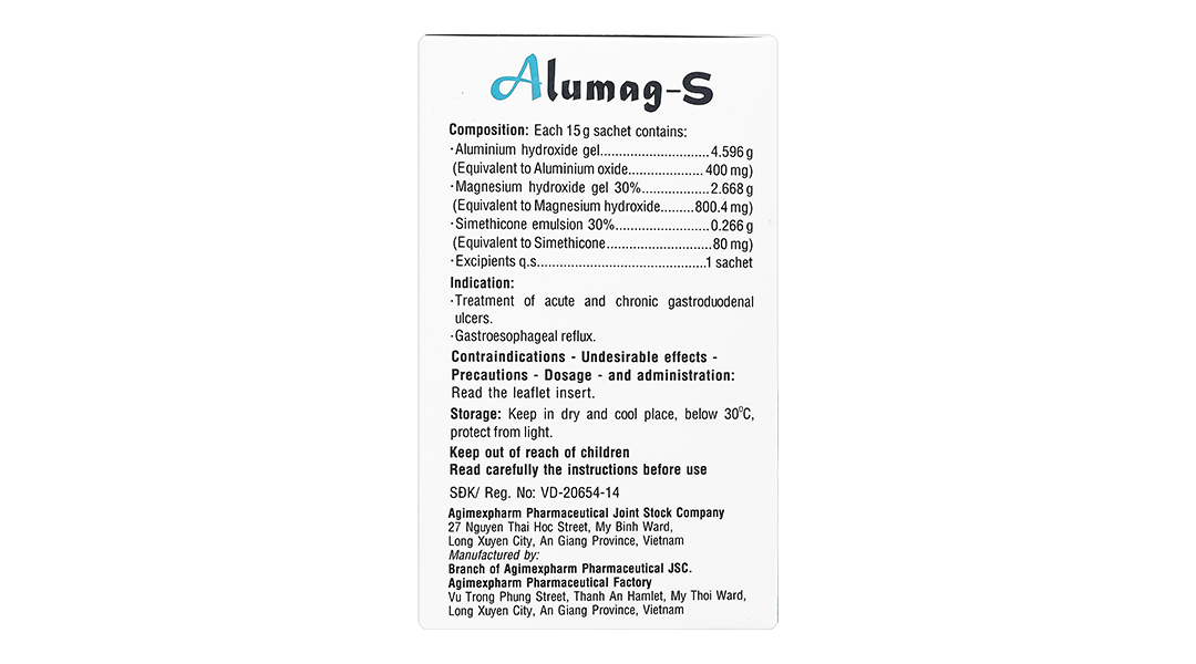 Hỗn dịch uống Alumag-S 15g điều trị viêm loét dạ dày tá tràng (20 gói x 15g) - 08/2025 ...
