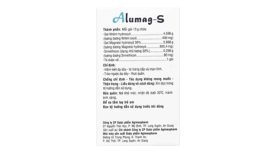Hỗn dịch uống Alumag-S 15g điều trị viêm loét dạ dày tá tràng (20 gói x ...
