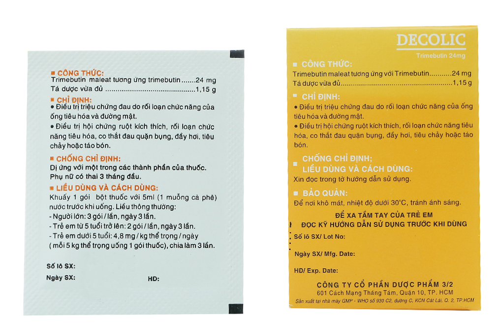 Bột pha hỗn dịch uống Decolic 24mg giảm đau do co thắt tiêu hóa (20 gói ...