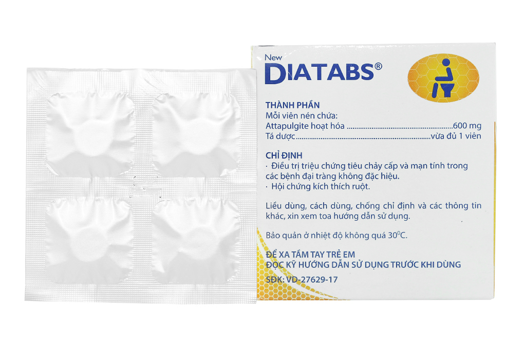 New Diatabs 600mg trị tiêu chảy cấp và mạn tính (25 vỉ x 4 viên) - 12/ ...