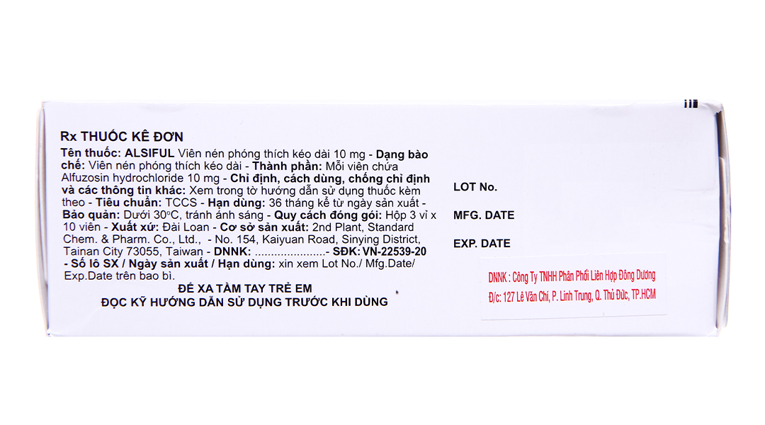 Thuốc Alsiful S.R Tablets 10mg trị phì đại tuyến tiền liệt - 08/2025 ...