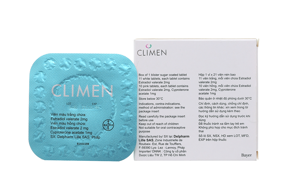 Climen trị rối loạn kinh nguyệt, ngừa loãng xương (1 vỉ x 21 viên) - 08 ...