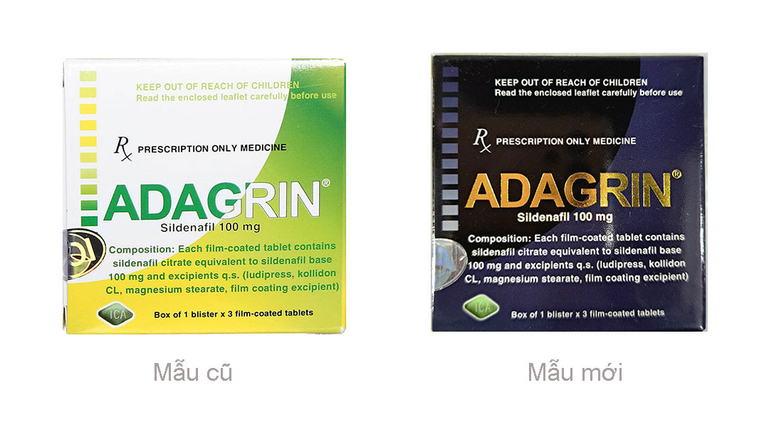 Adagrin 100mg trị rối loạn cương dương (1 vỉ x 3 viên) - 08/2025 ...