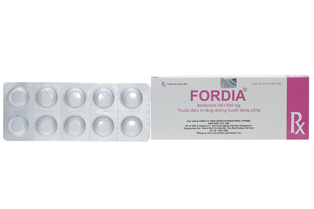 Fordia 500mg trị đái tháo đường (10 vỉ x 10 viên) - 10/2025 ...